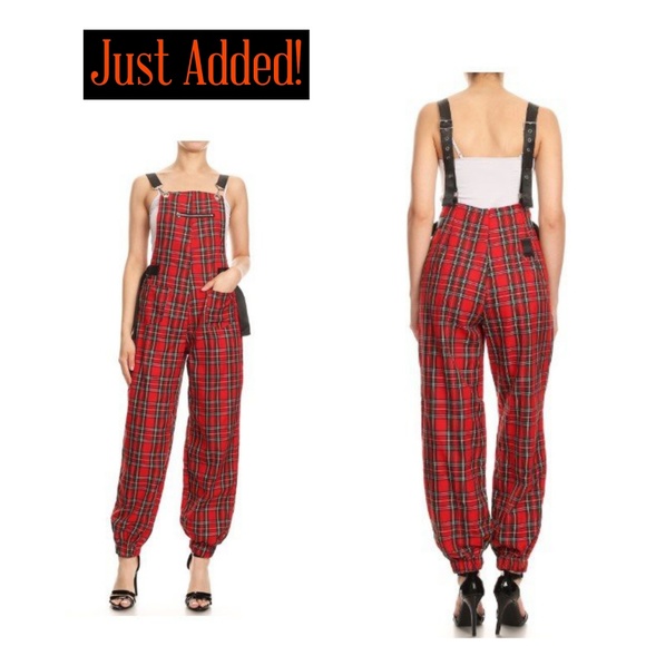 36 Point 5 | Pants & Jumpsuits | Plaid Checkerboard Overalls Jumpsuit ...